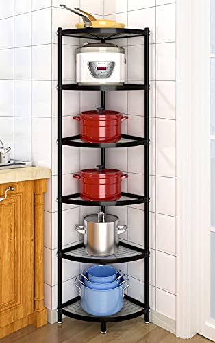 ZIGAMA 6-Tier Kitchen Pot Rack, Cookware Stand Storage Organizer ,Multi-Layer Corner Shelf Stand Stainless Steel Shelves for Kitchen
