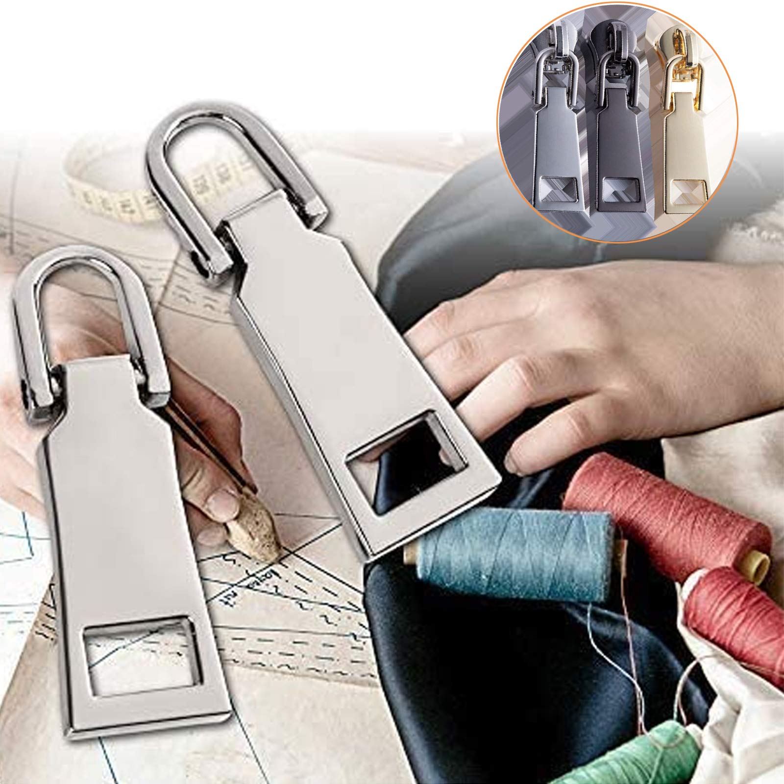 Zipper Pull Replacement,Metal Zipper Handle Mend Fixer Zipper Tab Repair for Luggage Suitcase Bag,Backpack,Jacket Bags,Coat Boots (Gold)