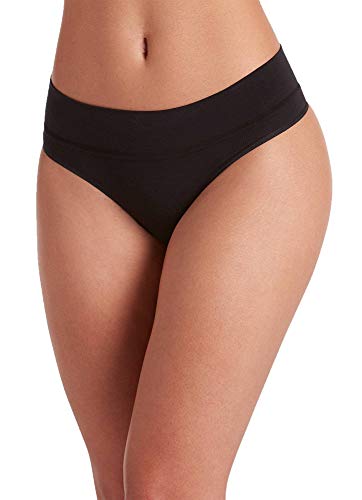 Jockey Women's Underwear Natural Beauty Seamfree Thong, Black, L