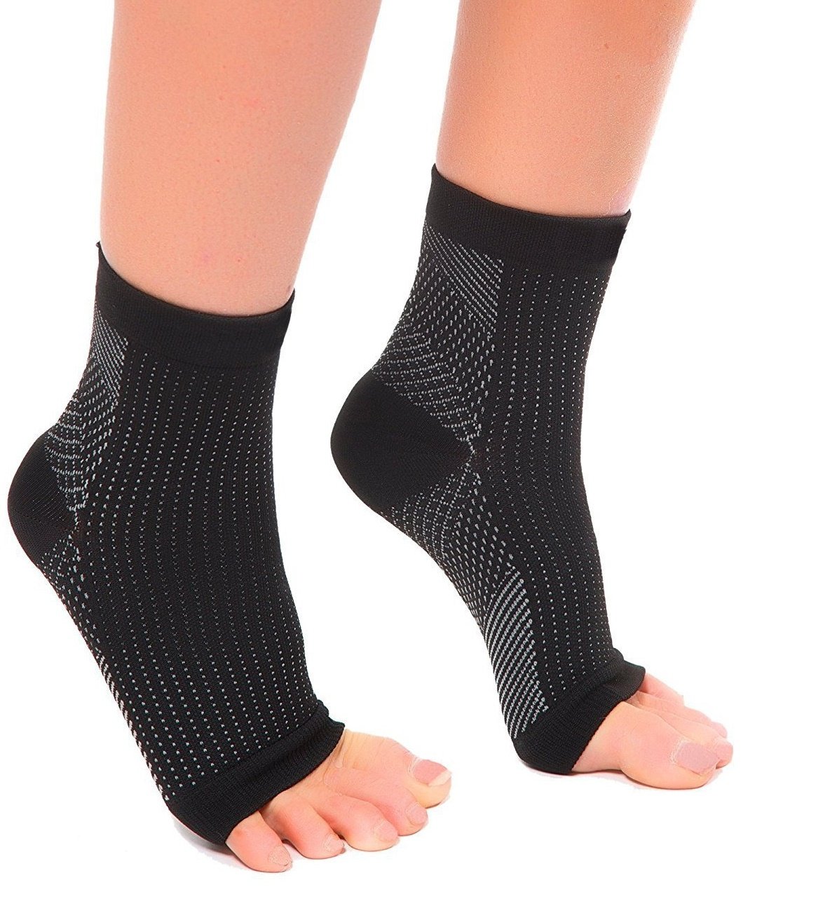 MojaSports Ankle Compression Socks Plantar Fasciitis Foot Sleeves for Arch Support - Relieve Pain, Eases Swelling & Heel Spurs - Better Than Night Splint or Brace (Black, Large/X-Large, 2 Pair)