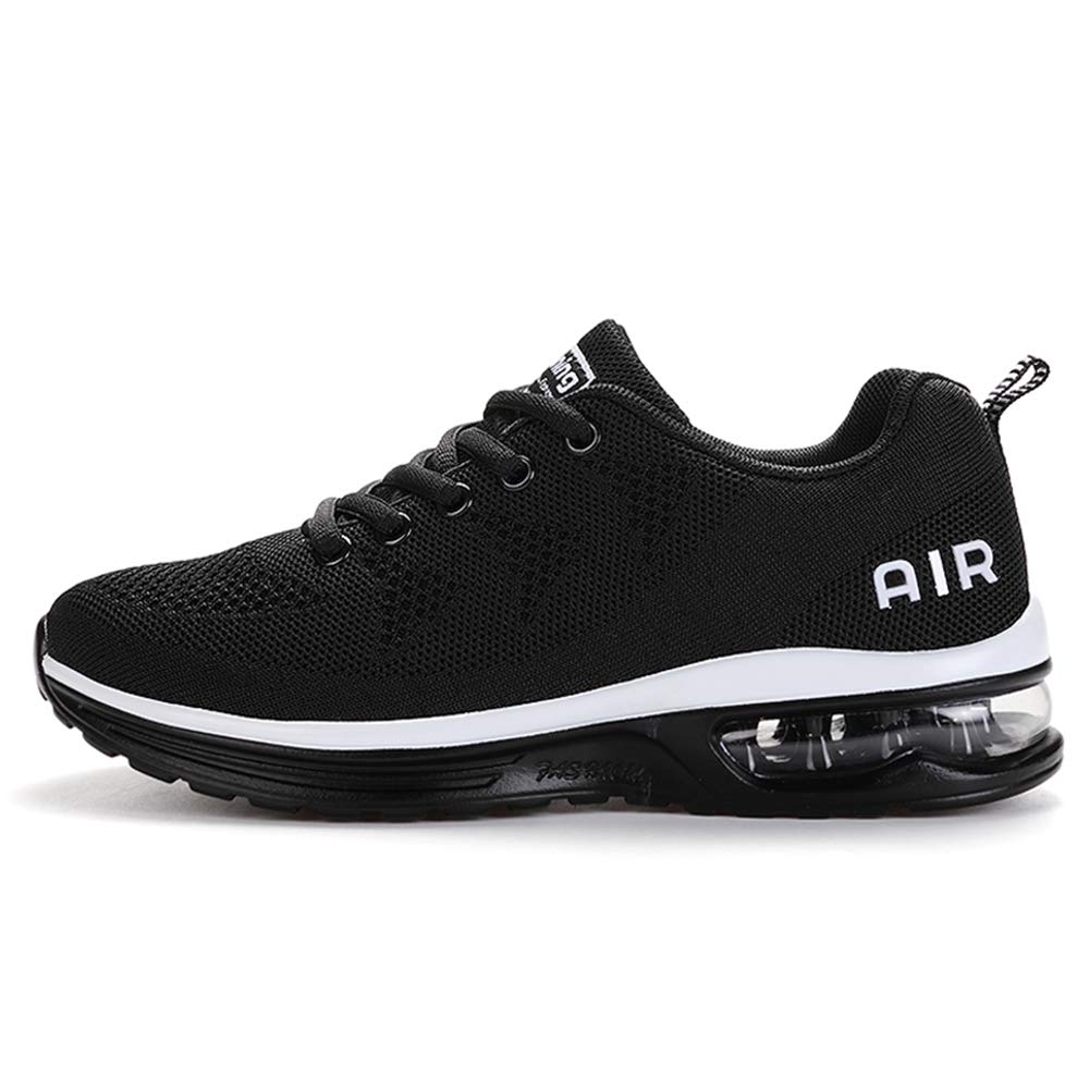 QAUPPE Womens Fashion Lightweight Air Sports Walking Sneakers Breathable Gym Jogging Running Tennis Shoes (Black US 10.5 B(M)