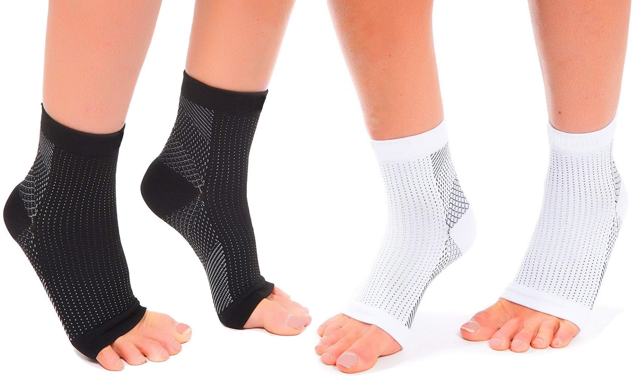 MojaSports Ankle Compression Socks Plantar Fasciitis Foot Sleeves for Arch Support - Relieve Pain, Eases Swelling & Heel Spurs - Better Than Night Splint or Brace (Black, Large/X-Large, 2 Pair)