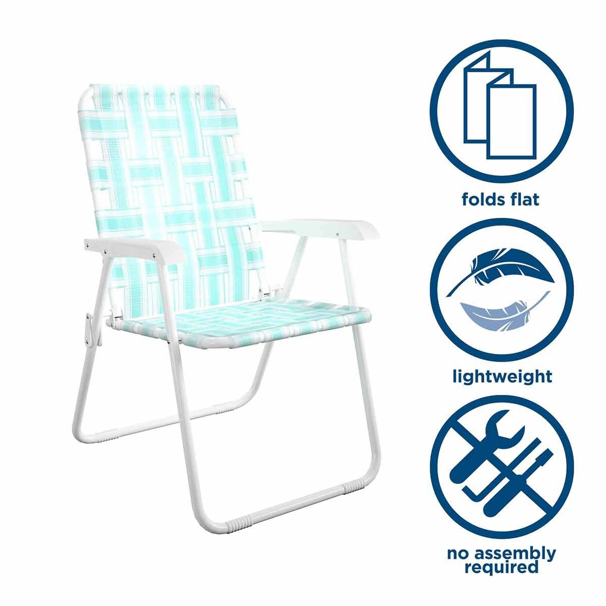Novogratz Poolside Gossip, Priscilla Folding Chairs, 2-Pack, Aqua Haze