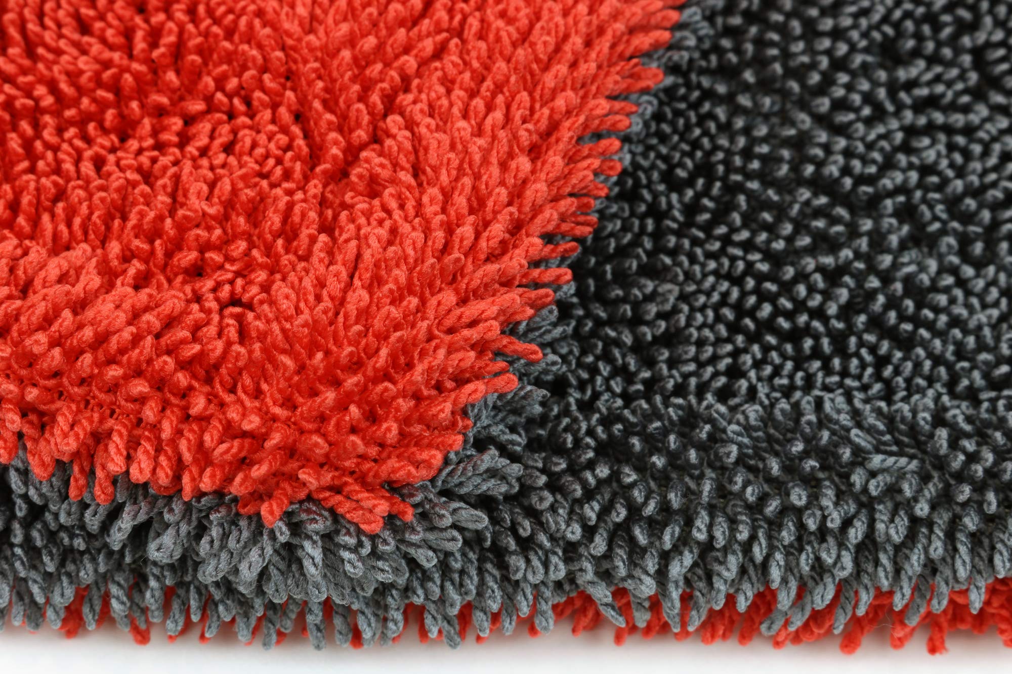 Autofiber Dreadnought Jr. Microfiber Towel, Superior Absorbency for Drying Cars, Trucks, and SUVs, Double-Twist Pile, One-Pass Vehicle-Drying Towel - Pack of 1, Red/Gray (16 inch x 16 inch)