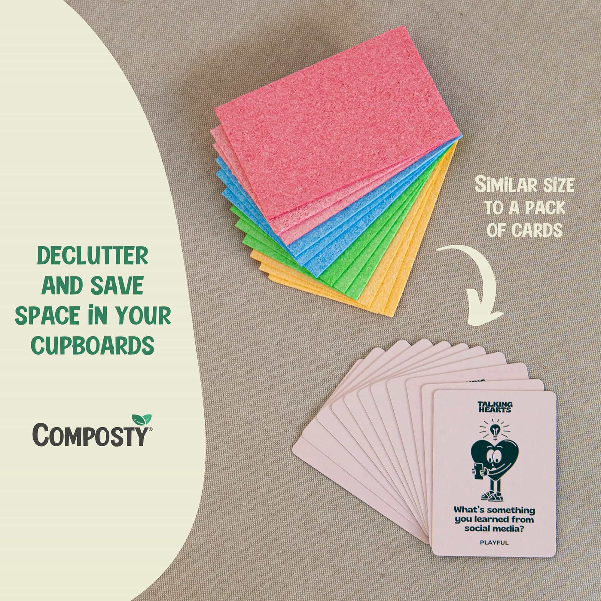 Composty® | Premium 'Pop-Up' Eco Sponges | 12 Pack | Compostable | Zero Waste | Plastic Free | Natural Cellulose | Long-Lasting | 4 Colors: Perfect for Kitchen, Washing Up, Bathroom | One Tree Planted