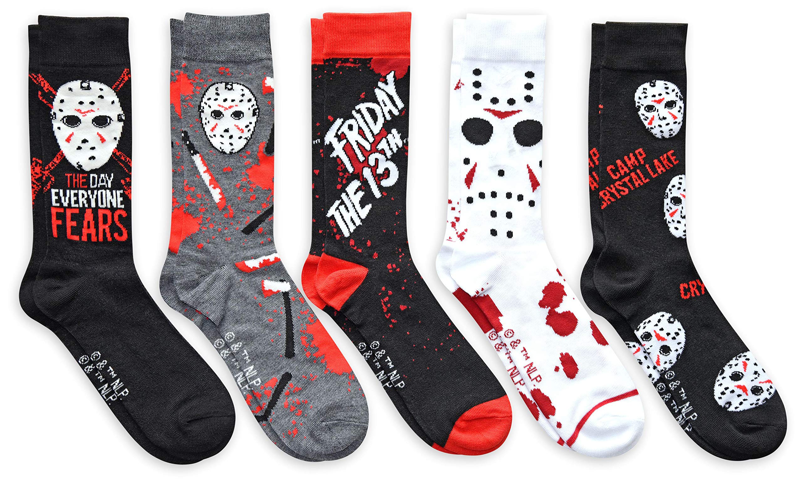 Hyp Friday the 13th Jason The Day Everyone Fears Men's Crew Socks 5 Pair Pack