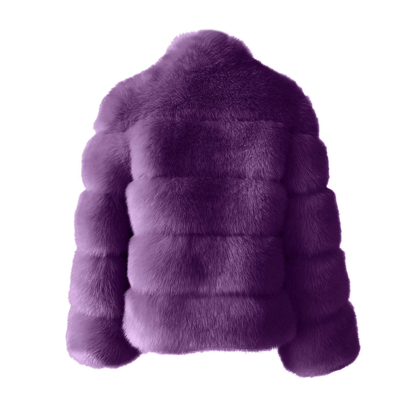 Women Plus Size Luxury Winter Warm Fluffy Faux Fur Short Coat Jacket Parka Outwear,Cropped Plush Jacket Purple