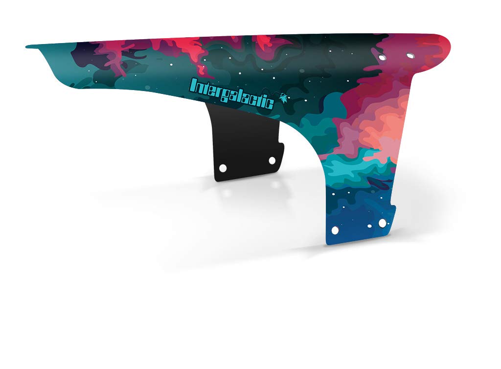 RideGuard PF1 Intergalactic. Front MTB Mudguard Mountain Bike Fender. Fits 24”, 26”, 27.5”, 29”, Plus Size and Fat Bikes. UK Made 100% Recycled Plastic Waste 100% Recyclable.