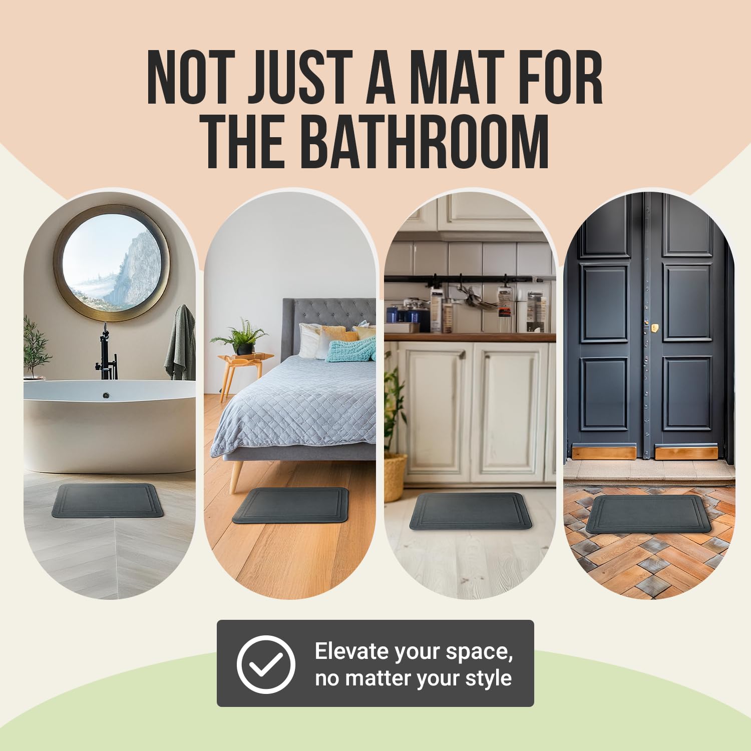 ITSOFT Memory Foam Bath Mat 24x16, Non Slip, Machine Washable, Quick Dry & Absorbent Rugs, Bath Mats for Bathroom Floor, Tub & Shower, Bathroom Rug, Charcoal Gray