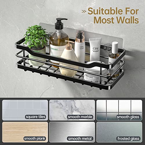 TOPCHASE Shower Caddy, Shower Organizer Adhesive, Shower Shelves 3 Pack No Drilling, Rustproof Shower Rack With Soap Holder, Black Shower Storage Basket for Inside Shower Bathroom Organization