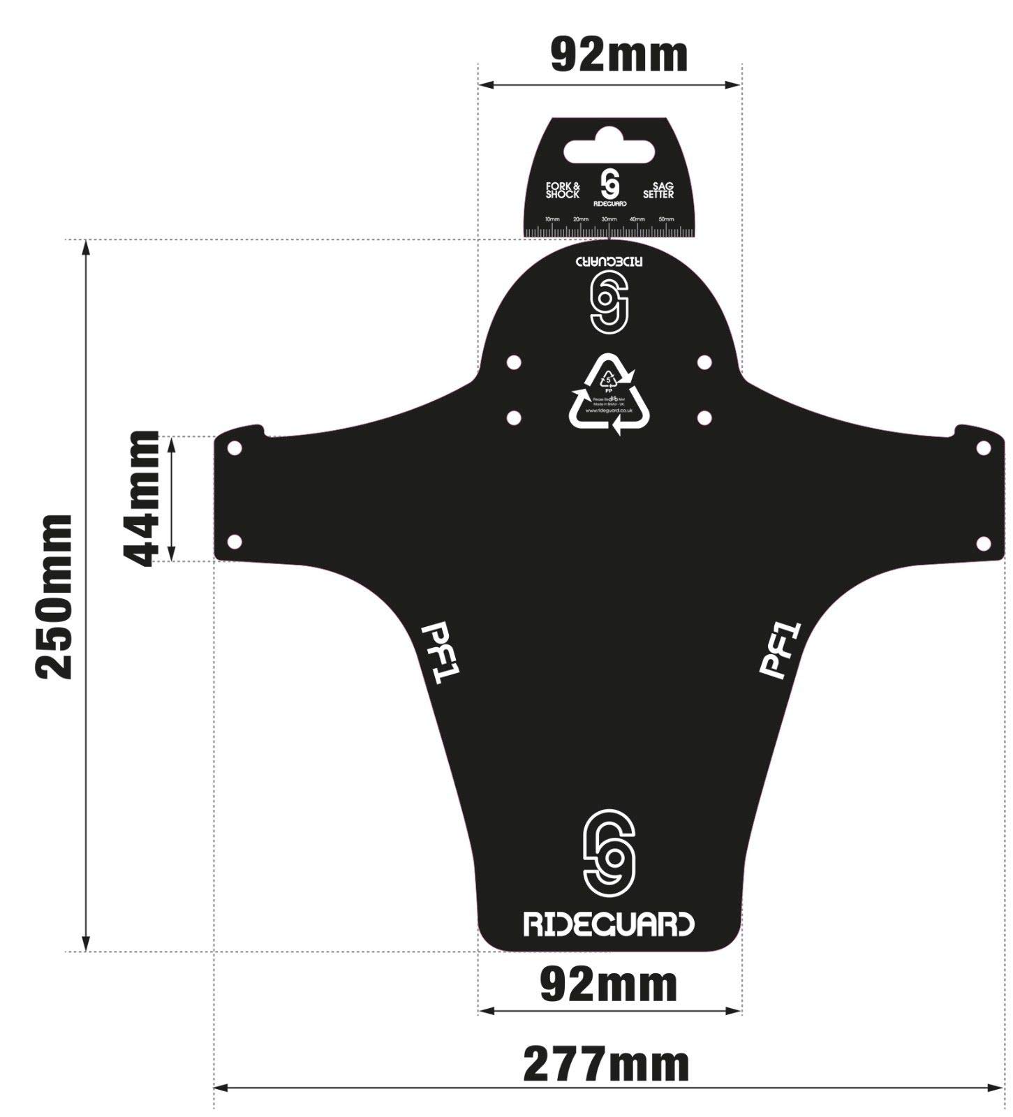 RideGuard PF1 Intergalactic. Front MTB Mudguard Mountain Bike Fender. Fits 24”, 26”, 27.5”, 29”, Plus Size and Fat Bikes. UK Made 100% Recycled Plastic Waste 100% Recyclable.