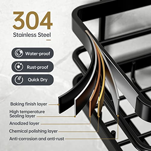 TOPCHASE Shower Caddy, Shower Organizer Adhesive, Shower Shelves 3 Pack No Drilling, Rustproof Shower Rack With Soap Holder, Black Shower Storage Basket for Inside Shower Bathroom Organization