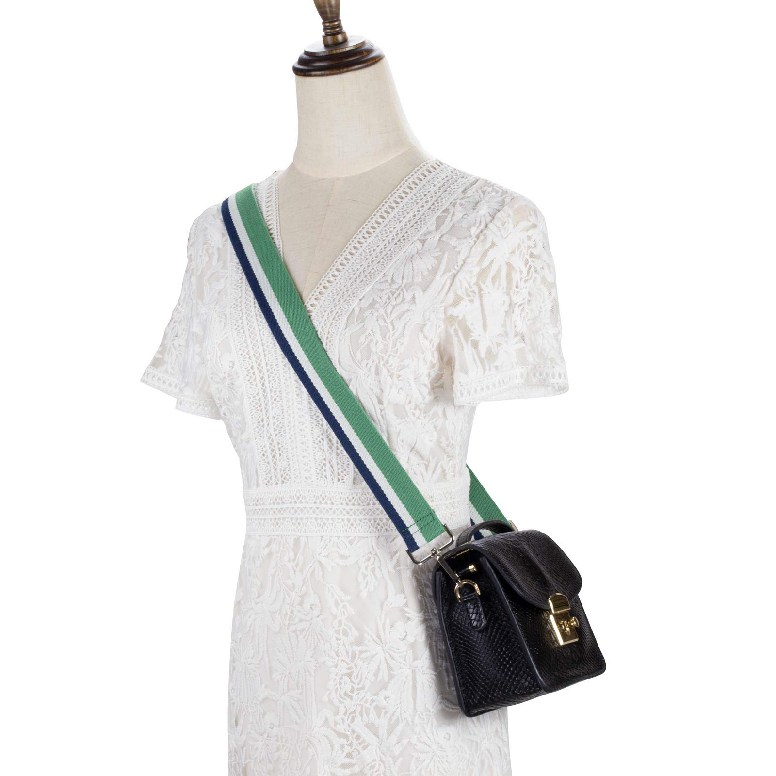 Allzedream Purse Strap Replacement Crossbody Handbag Stripe Wide Adjustable (Green)