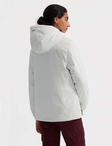 GEMYSE Women's Ski Snow Jacket Warm Winter Waterproof Coat Snowboard Rain Jacket Hooded Windproof Windbreaker(White,XX-Large)