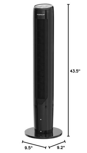 Aigostar Cooling Tower Fan with Remote Oscillating Quiet Bladeless Evaporative Air Cooler Humidifier for Room, Water Tank, LED Display, 1-9H Timer, 40", Black
