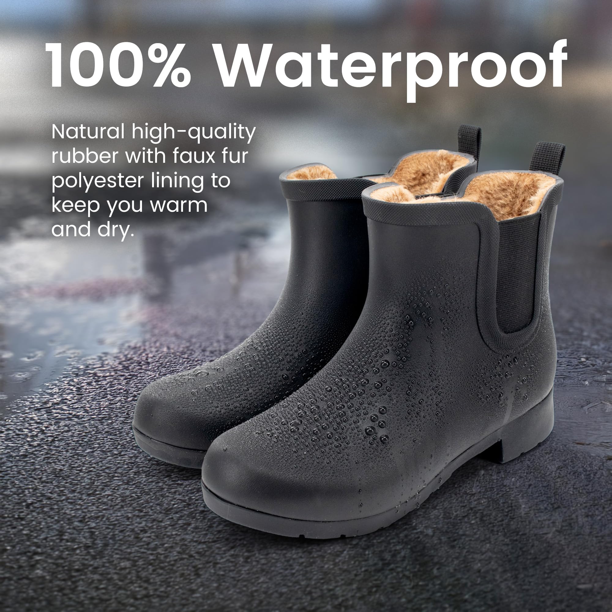 Chooka Women's Waterproof Plush Chelsea Bootie Chelsea Boot, Delridge Black, 10 M