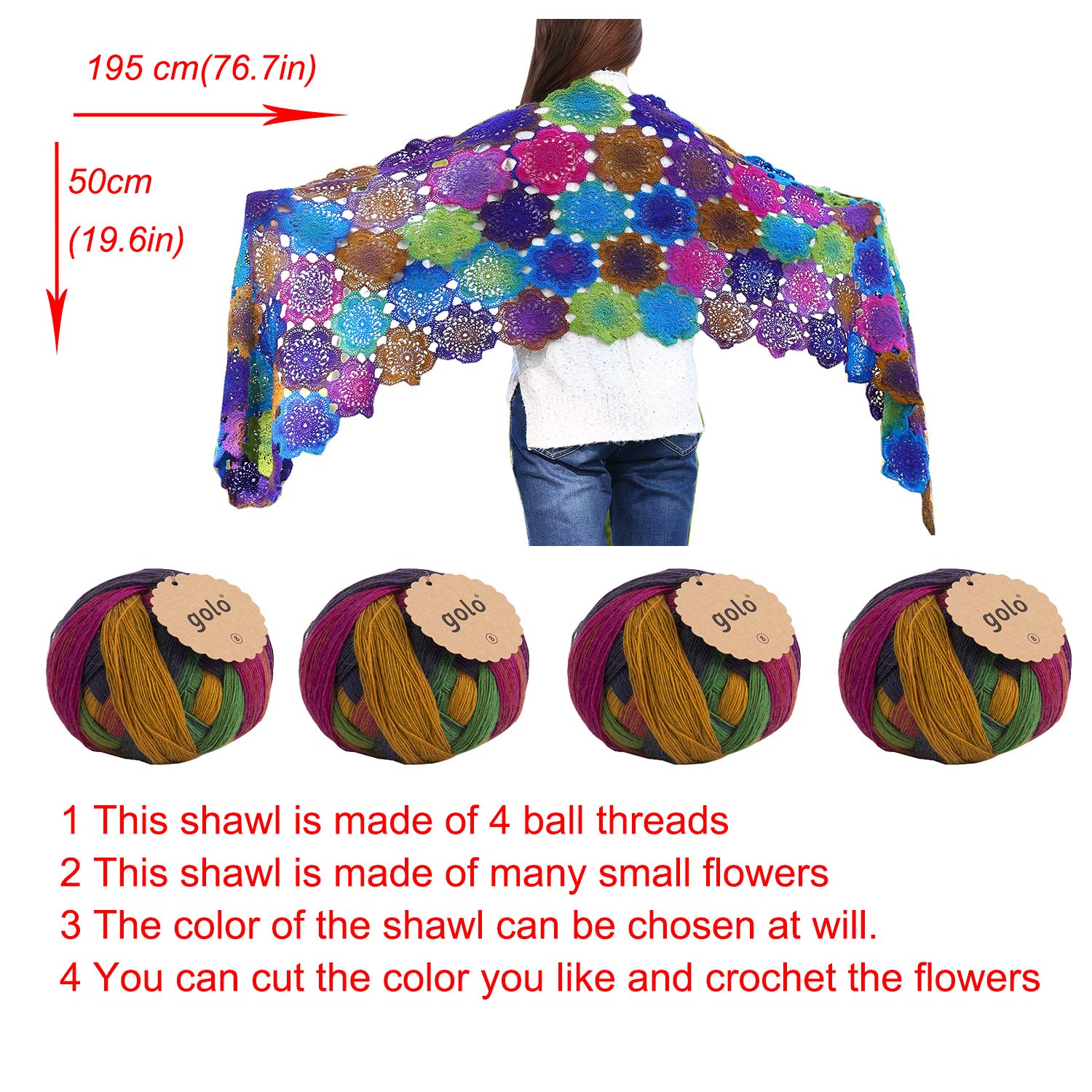 golo MQ Colorful Ball Wool Yarn for Hand Weaving