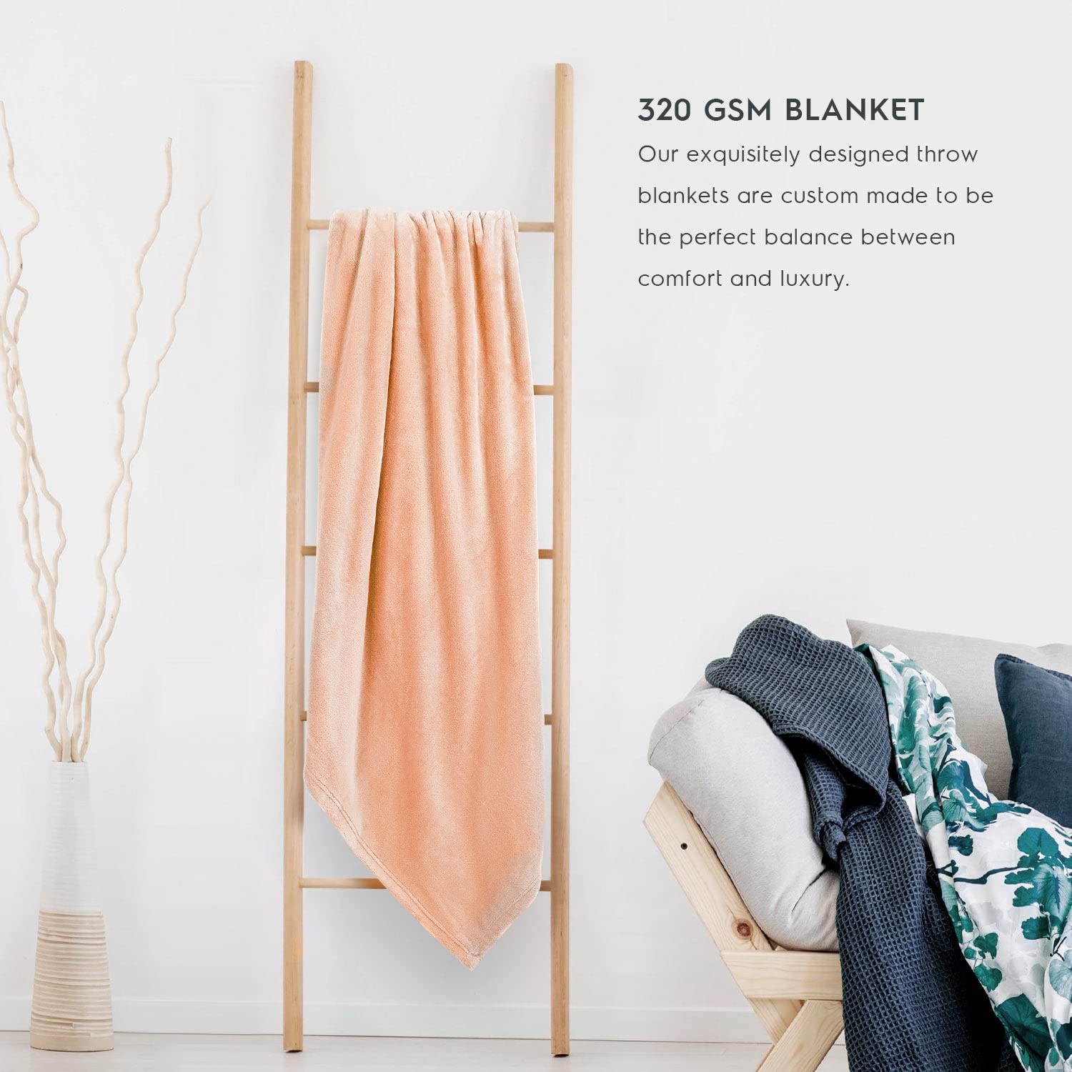 Tafts Throw Blankets - Ultra Plush 320GSM - Soft, Ultra Comfy, Fluffy and Fuzzy - Plush Blankets and Throws for Couch, Bed & Living Room - All Seasons - Blankets Twin Size - Pale Blush