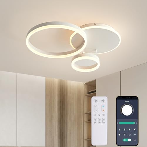KAUCQI Dimmable Lighting Fixtures Ceiling, Modern Ceiling Light of 3000K-6000K with Remote Control, Led Lights 54W 5400lm for Living Room, Kitchen, Hallway Lamparas de Techo Modernas