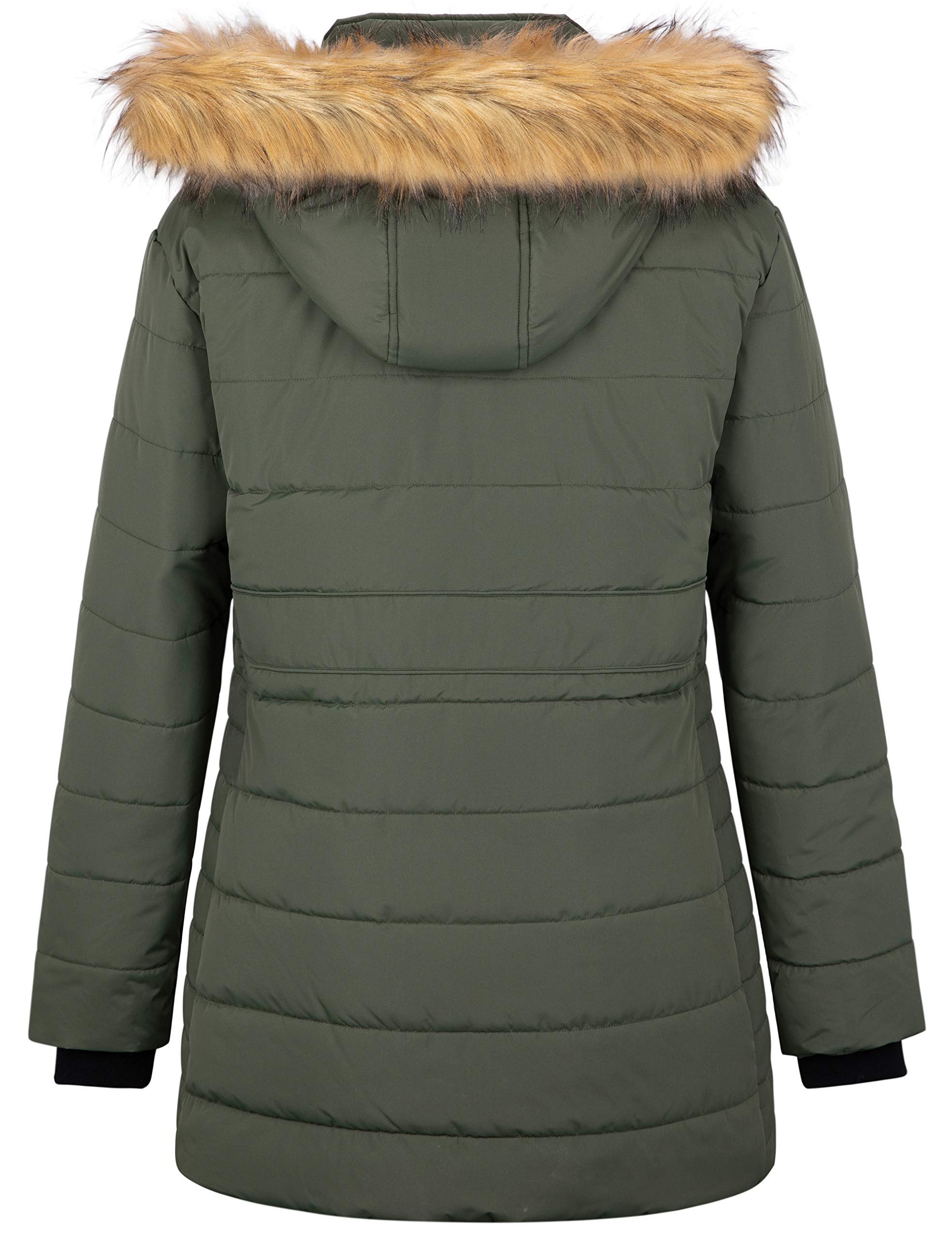 Soularge Women's Plus Size Winter Hooded Coat with Detachable (Army green, 3X)
