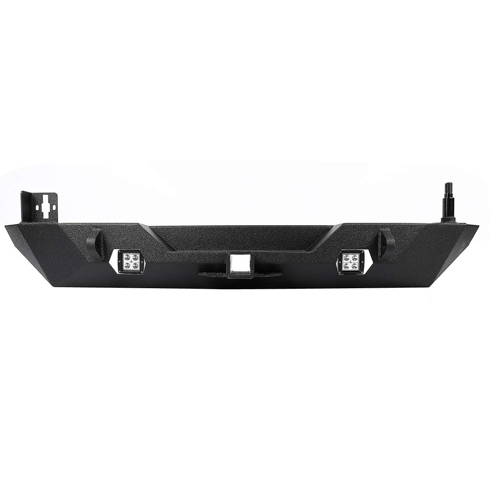 cciyu Texture Black Rear Bumper with and Tire Carrier and LED Lights Compatible for Jeep Wrangler JK 2007-2018
