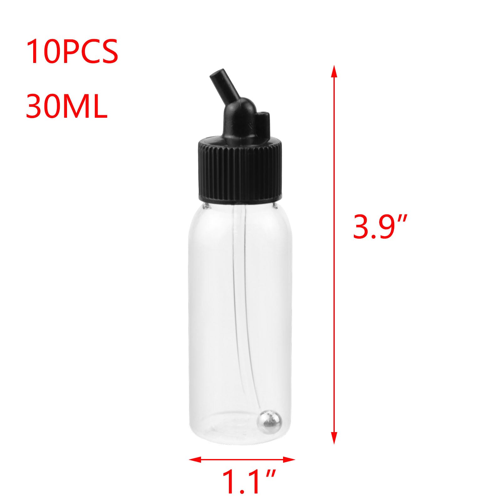 T Tulead Plastic Jar Bottles Airbrush Paint Bottles 30ML Dual-Action Siphon Suction Feed Airbrush Accessories Pack of 10