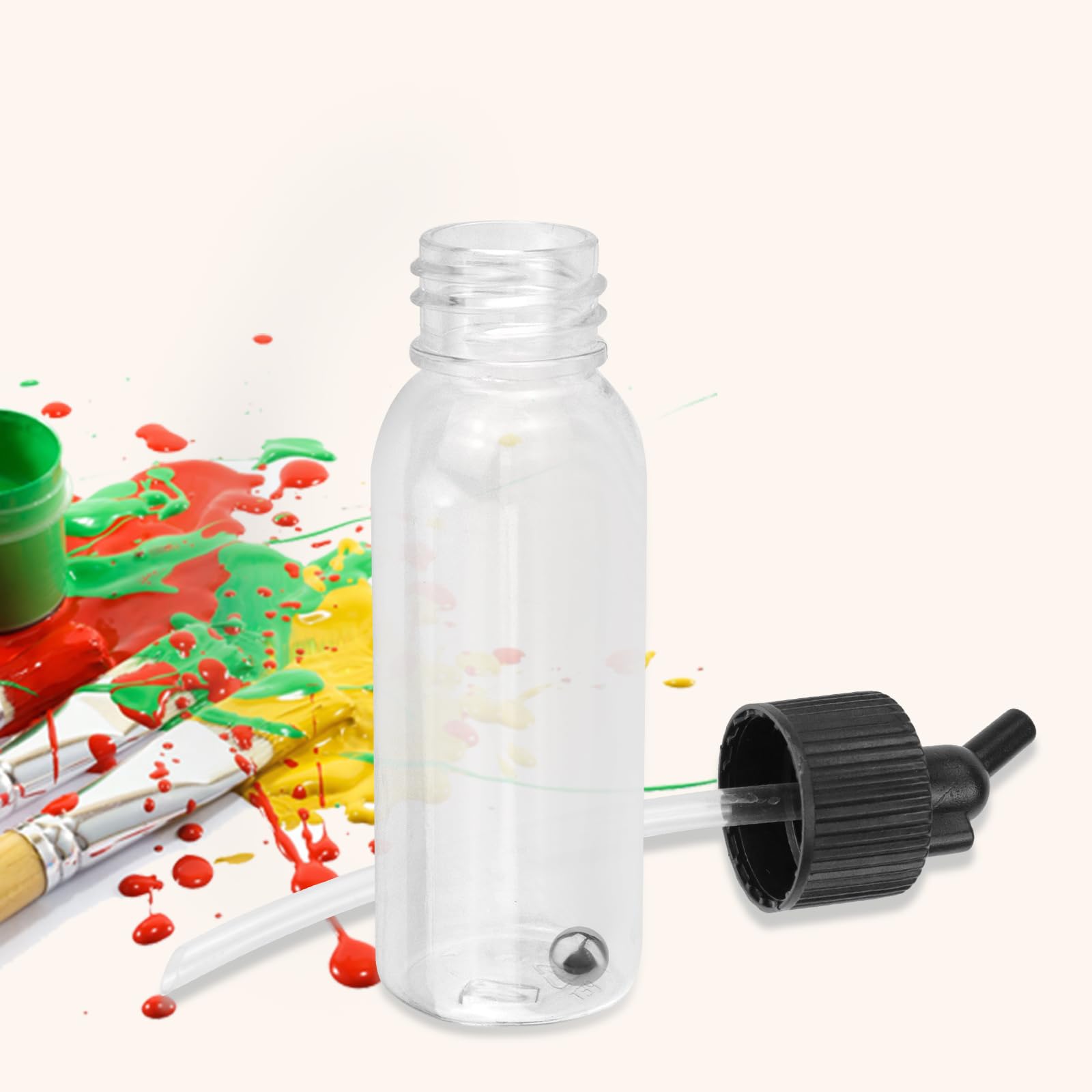 T Tulead Plastic Jar Bottles Airbrush Paint Bottles 30ML Dual-Action Siphon Suction Feed Airbrush Accessories Pack of 10