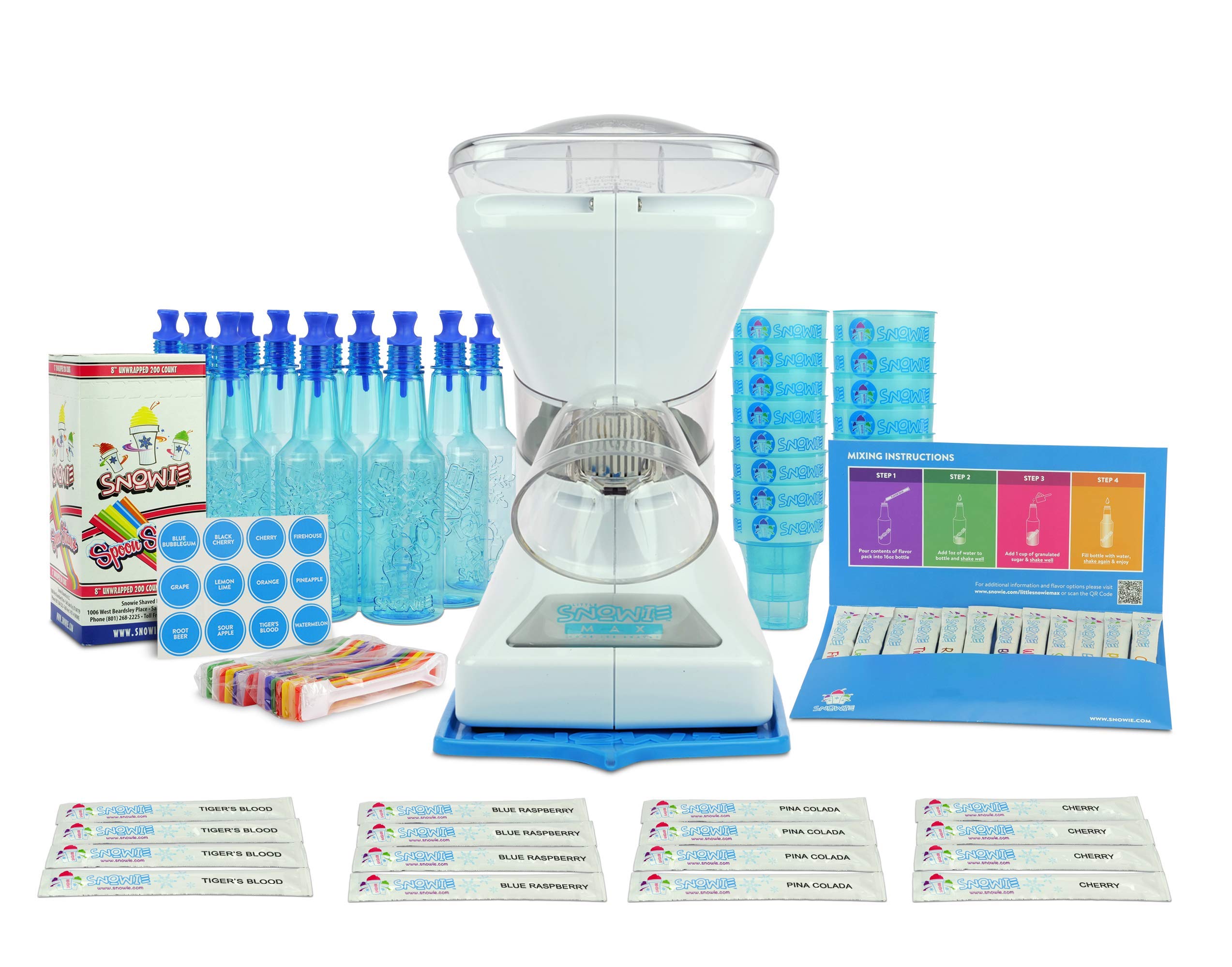 SNOWIE - Little Snowie Max Snow Cone Machine - Premium Shaved Ice Maker, With Powder Sticks Syrup Mix, Entrepreneur Kit