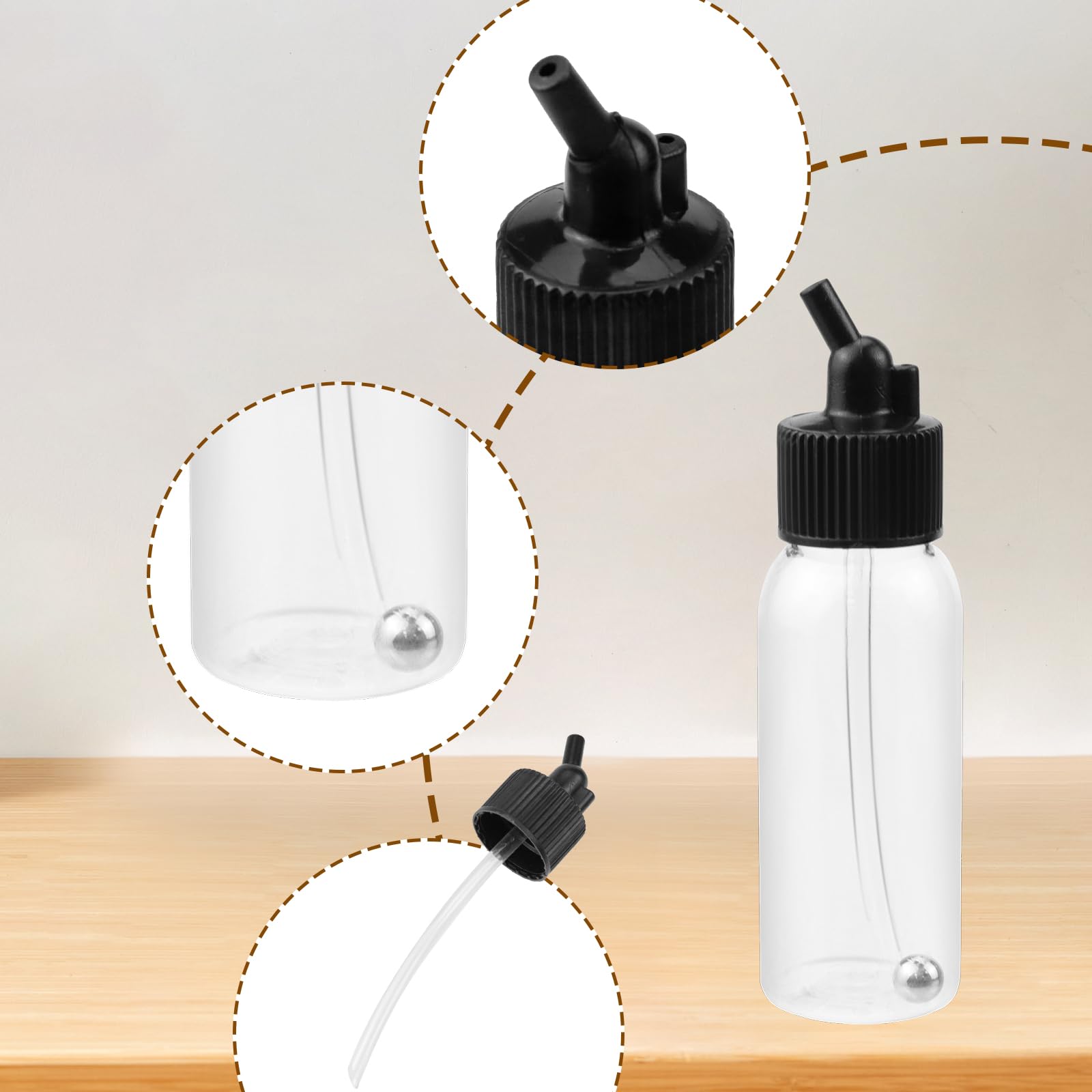 T Tulead Plastic Jar Bottles Airbrush Paint Bottles 30ML Dual-Action Siphon Suction Feed Airbrush Accessories Pack of 10
