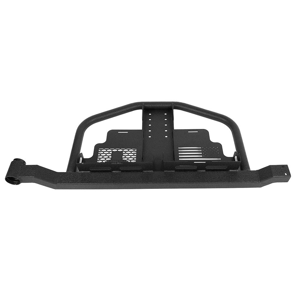 cciyu Texture Black Rear Bumper with and Tire Carrier and LED Lights Compatible for Jeep Wrangler JK 2007-2018