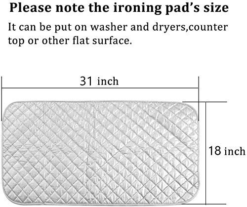 Ironing PadMat Iron Anywhere Portable Travel Ironing Blanket100%Cotton Quilted Protect Surfaces Weighted Corners Cover for Washer Dryer Table Top Countertop Small Ironing Board 18" x 31