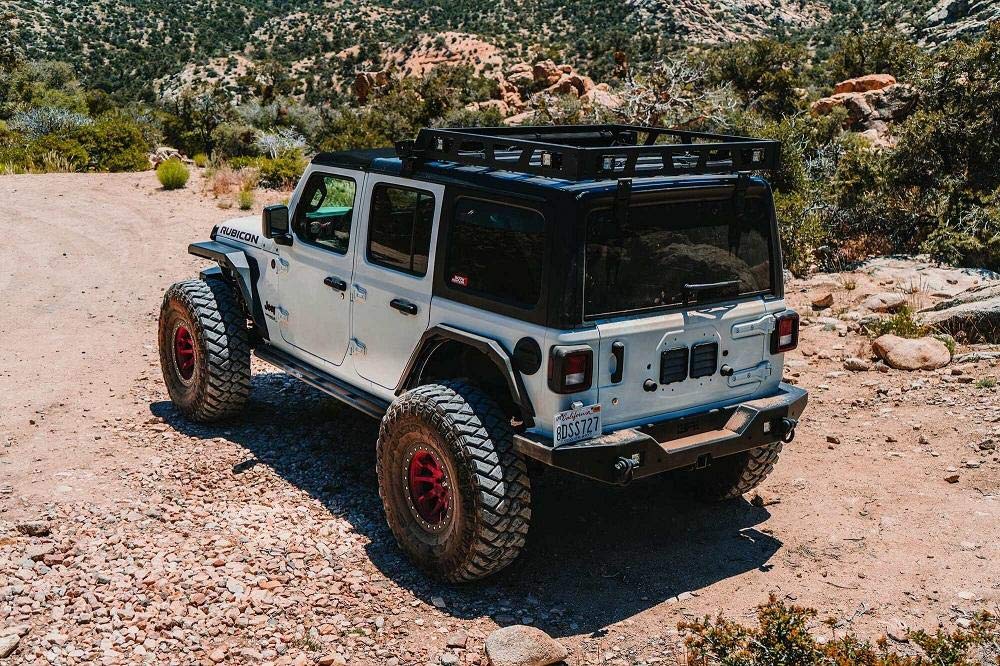 Body Armor 2019-2022 Compatible With Jeep Wrangler JL Full Width Rear Bumper W/ Tire Carrier Mount Black JL-2965