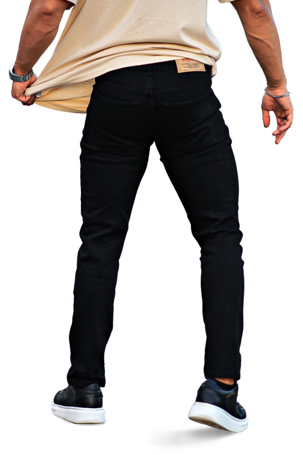Mens Slim Fit Jeans Stretchy Black Denim Pants for Men Slim Leg 34x30