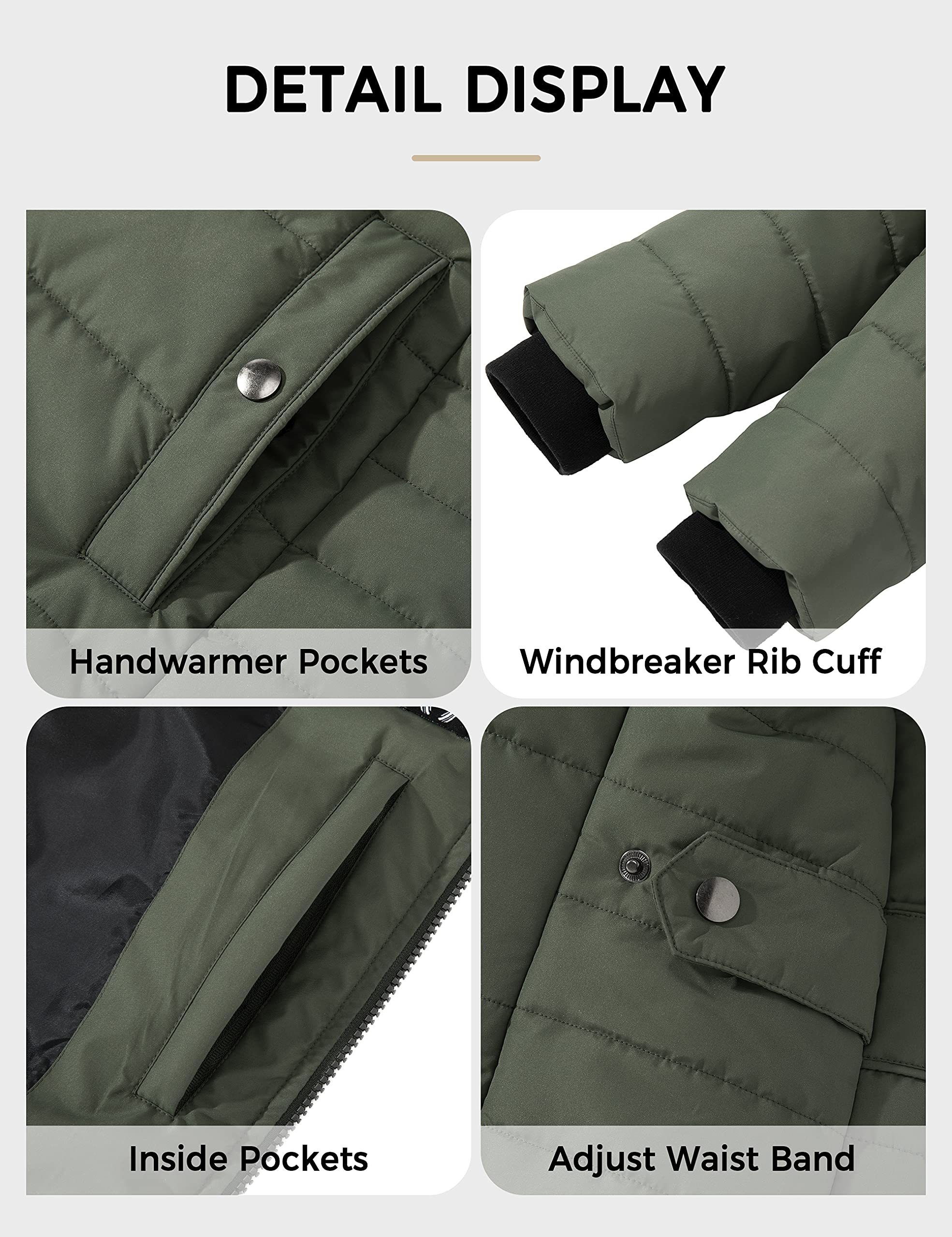 Soularge Women's Plus Size Winter Hooded Coat with Detachable (Army green, 3X)
