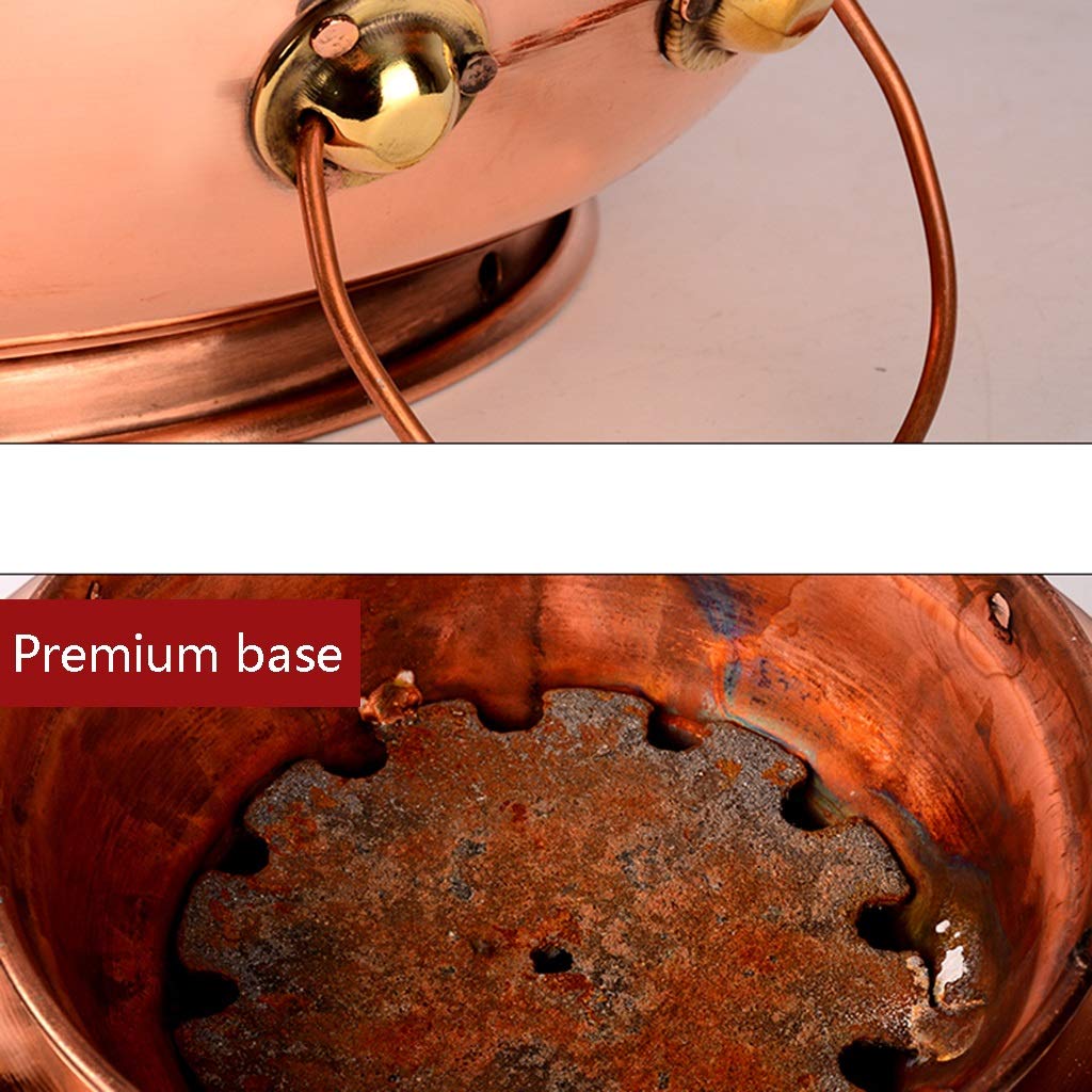 Chafing Dishes Dutch Oven for Bread Making Thickened Gas Copper Hot Pot Liquefied Gas Cassette Tableware Metal Copper Fire Boiler Home Shabu-shabu Hot Pot (Color : Brass, Size : 34cm)