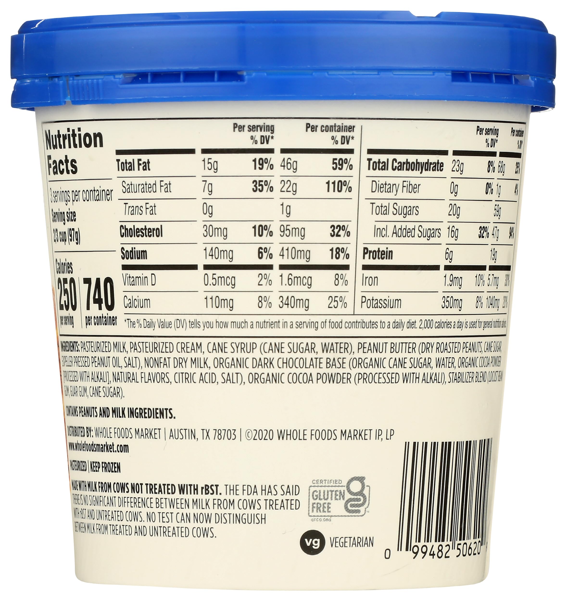 365 by Whole Foods Market, Ice Cream Chocolate Peanut Butter, 16 Ounce