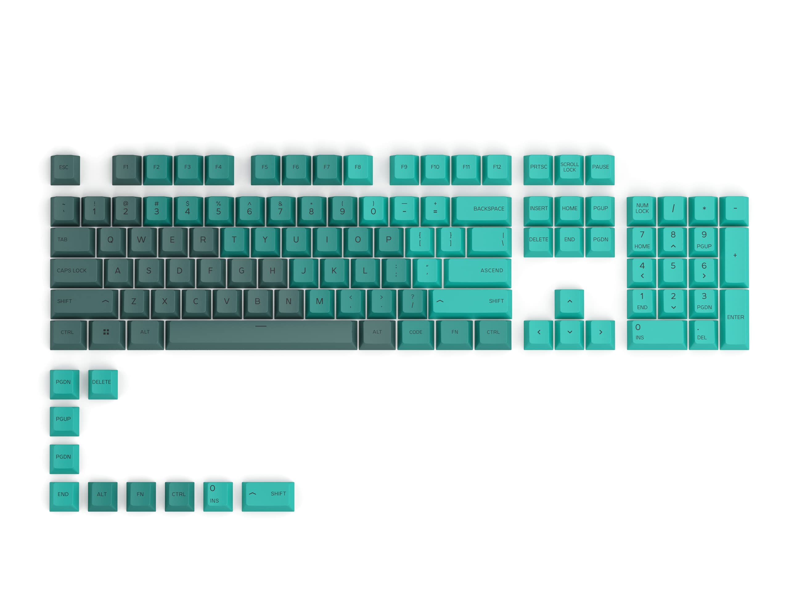 Glorious GPBT Dye Sublimated Keycaps (Rain Forest) -Thick PBT Plastic 114 Keycap Set for 100% Full Size, 85% 80% TKL, 60% Compact, 75% Mechanical Keyboards