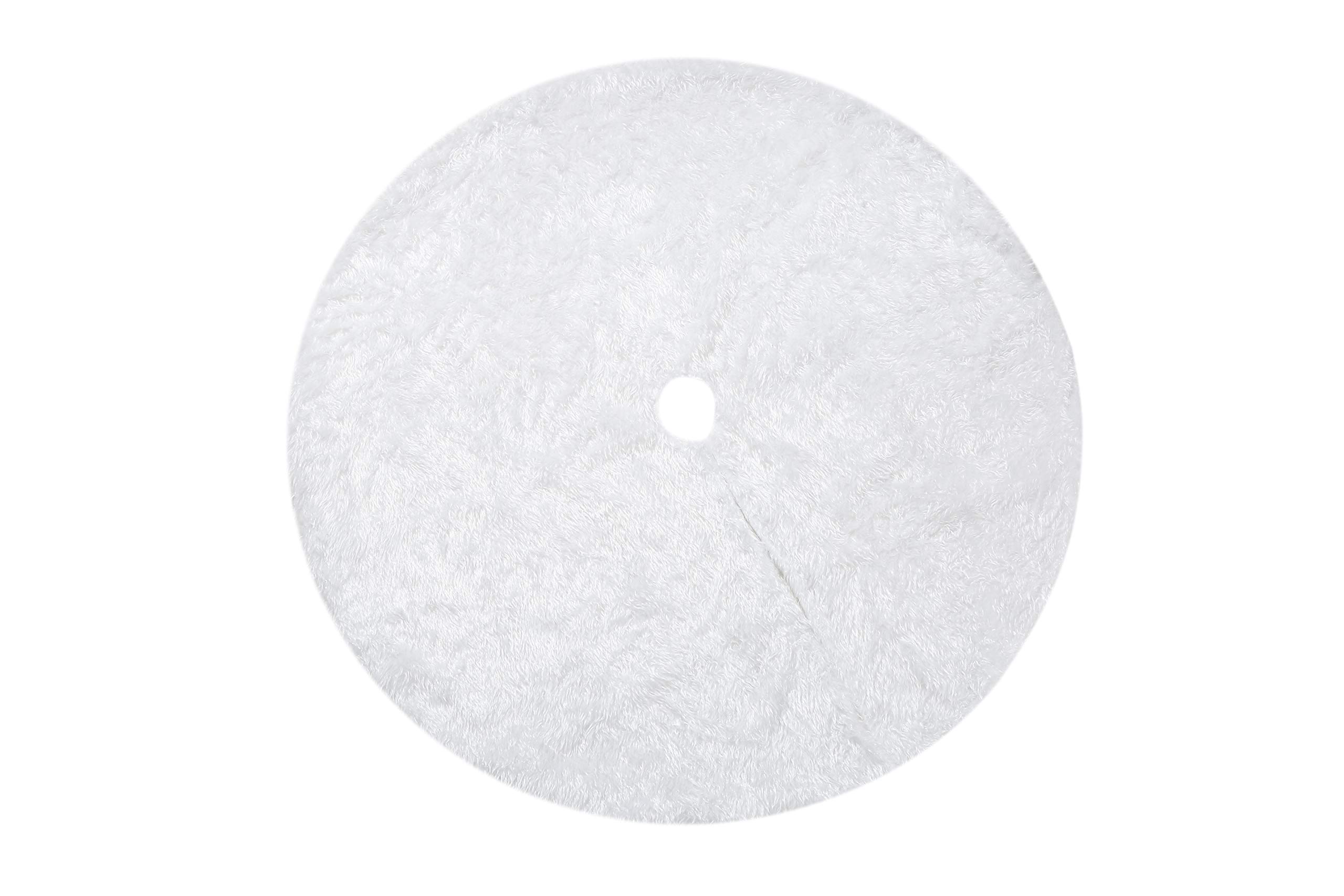 Sattiyrch Faux Fur Christmas Tree Skirt,White Xmas Decorations for 5ft Christmas Tree (White, 30in)