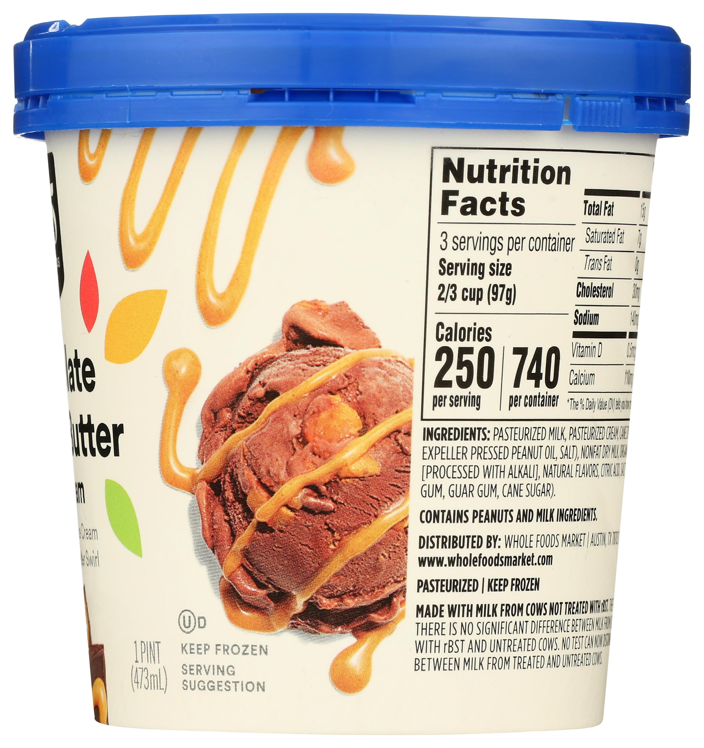 365 by Whole Foods Market, Ice Cream Chocolate Peanut Butter, 16 Ounce
