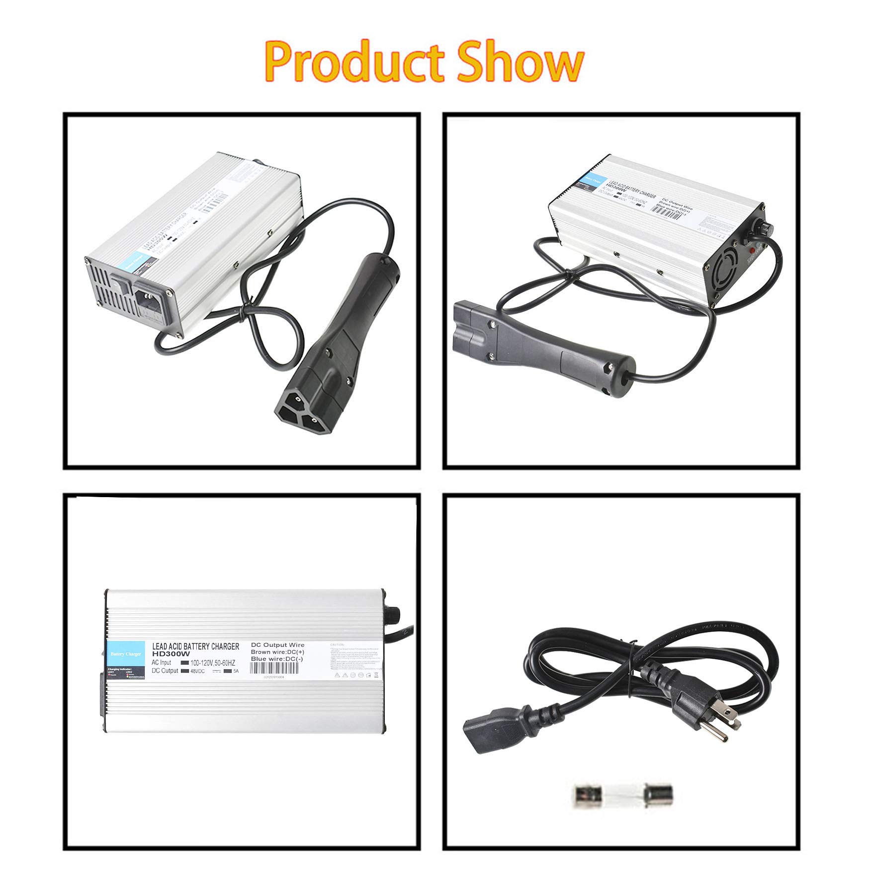 WFLNHB 48V 5A RXV Plug Golf Cart Battery Charger Replacement for Yamaha Star EZGO Club Car DS EZGO TXT