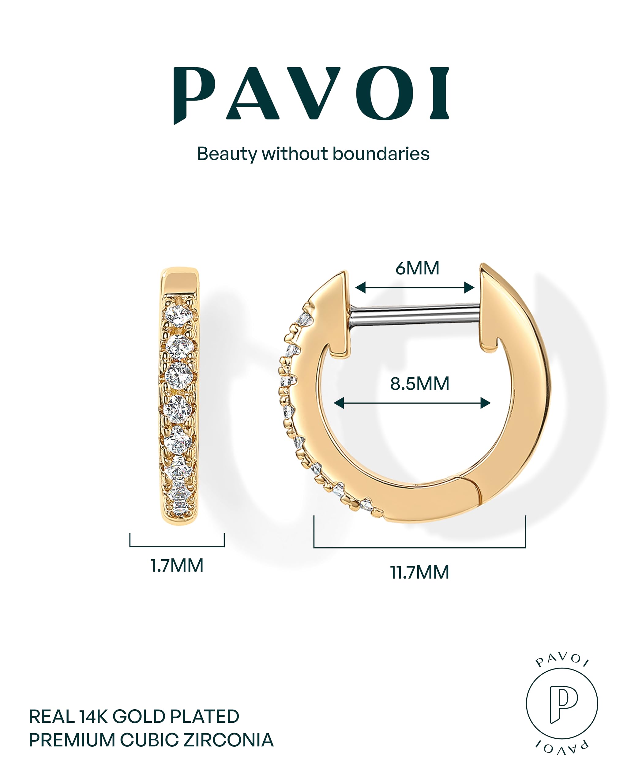 PAVOI 18K White Gold Vermeil Post Cubic Zirconia Cuff Earring Huggie Stud