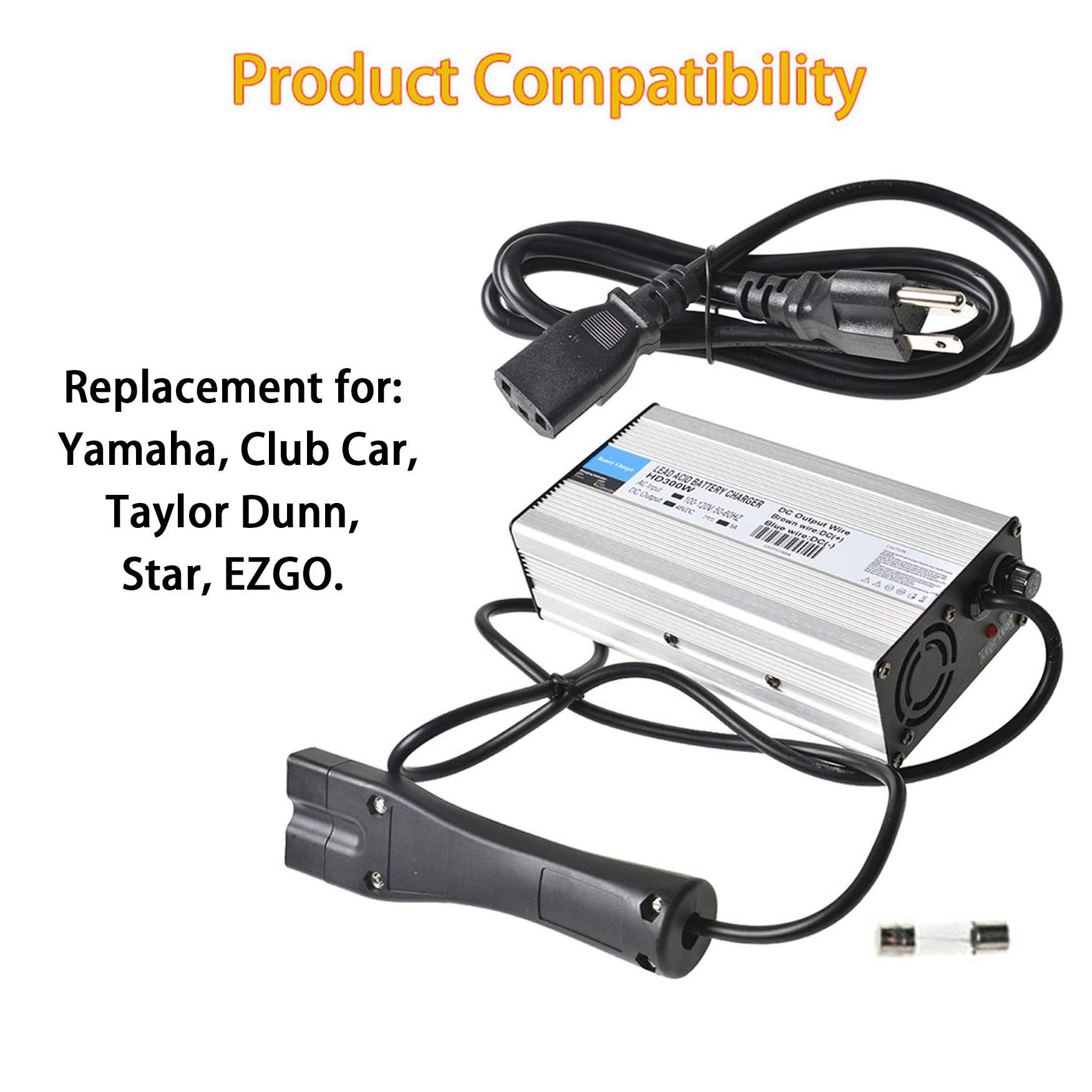 WFLNHB 48V 5A RXV Plug Golf Cart Battery Charger Replacement for Yamaha Star EZGO Club Car DS EZGO TXT