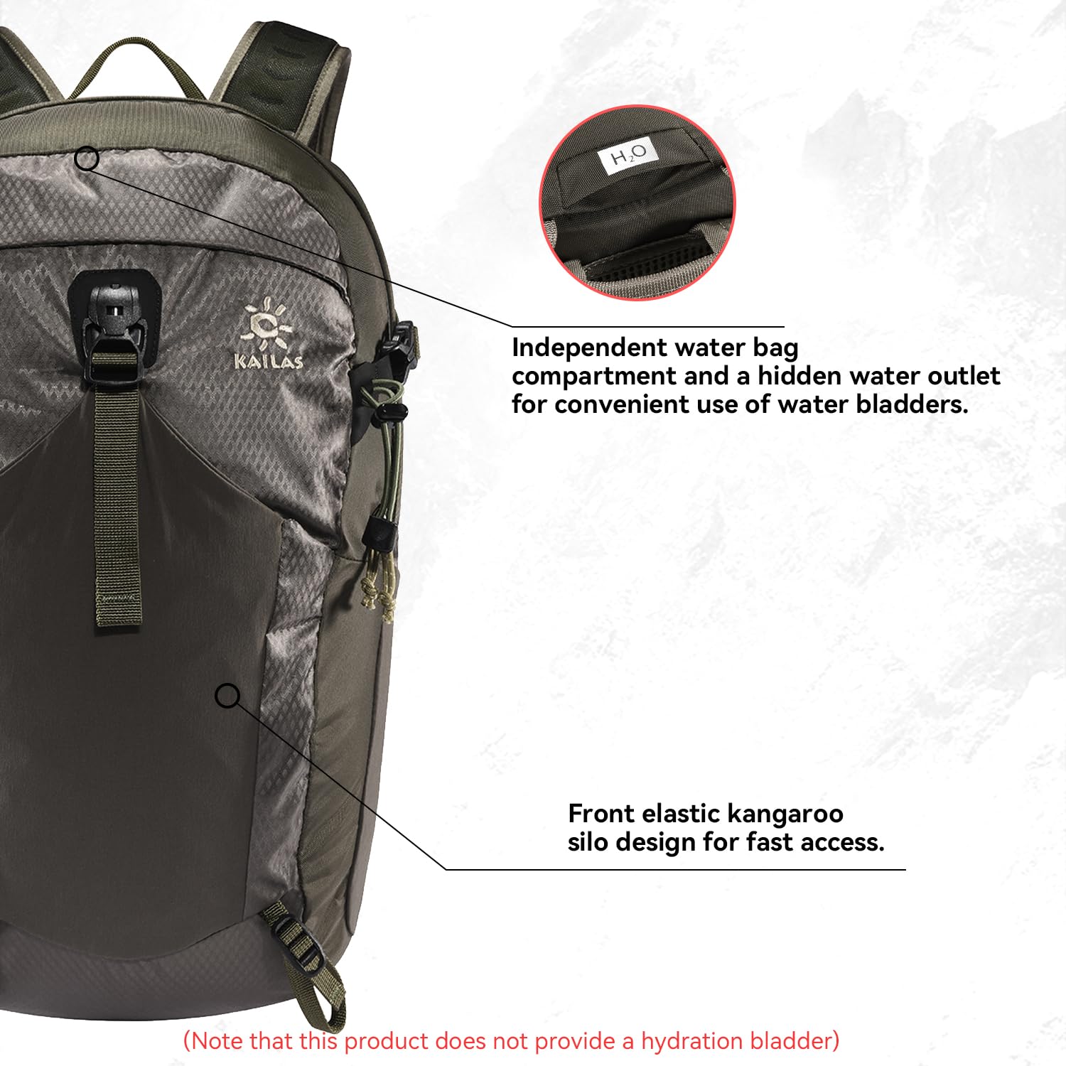 KAILAS Hurricane 20L 26L Hiking Backpack Lightweight Trekking Daypack Small Backpacks for Traveling Camping Outdoor Dull Green 26L