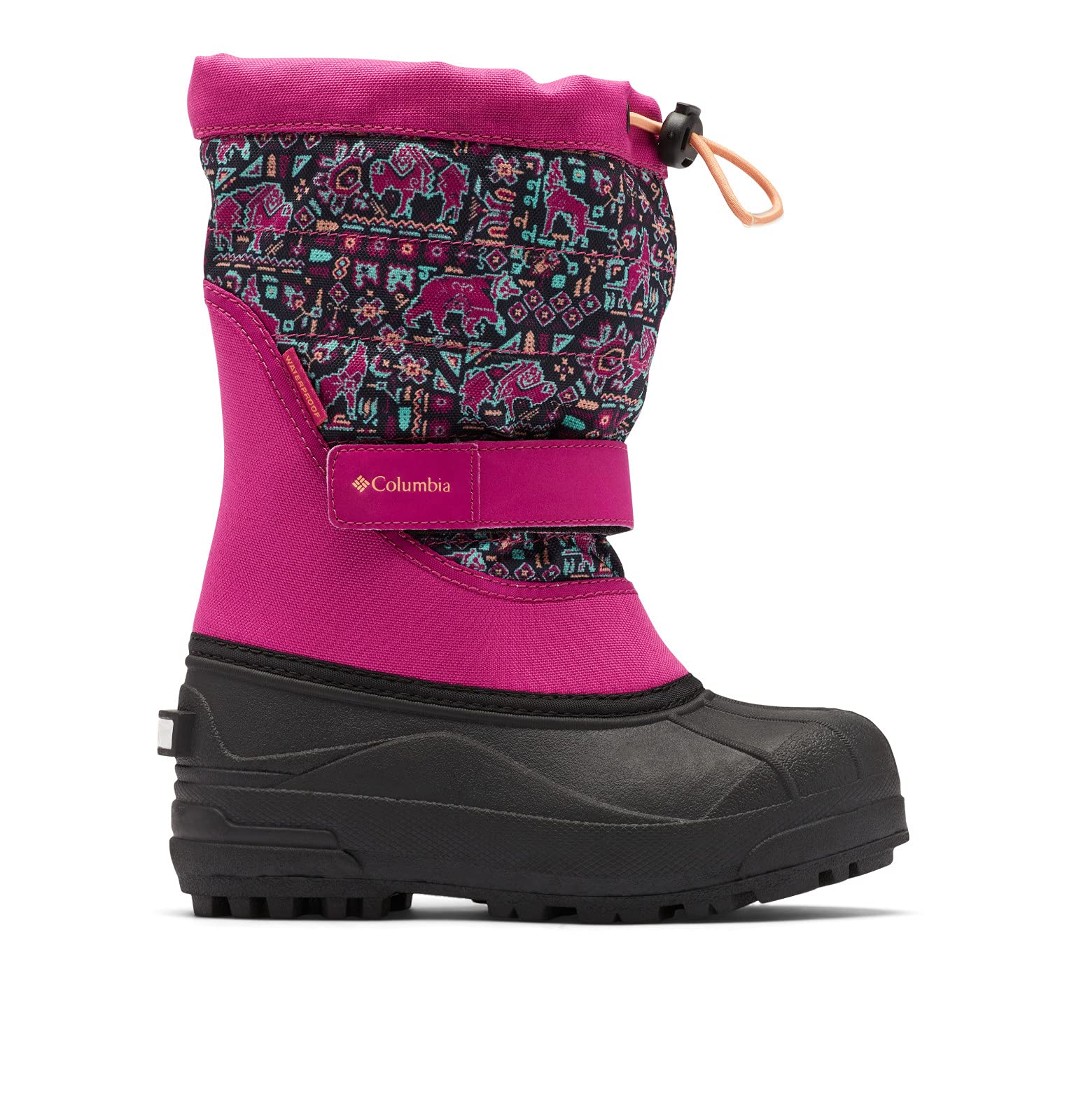 Columbia Toddler Unisex Powderbug Plus II Print, Wild Fuchsia/Bright Nectar, 4