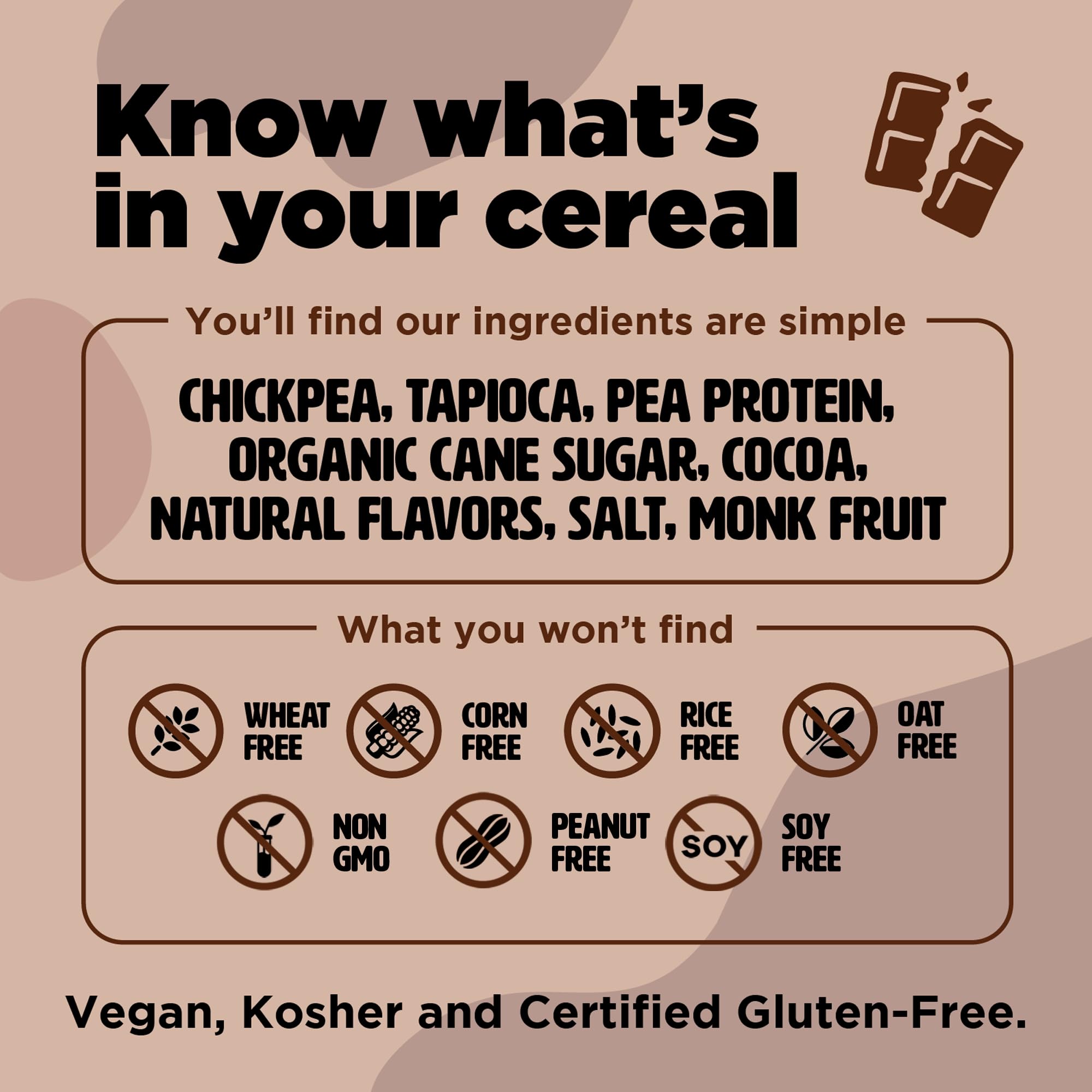 Plant-Based and Vegan Breakfast Cereal by Three Wishes - Cocoa, 1 Pack - More Protein and Less Sugar Snack - Gluten-Free, Grain-Free - Non-GMO