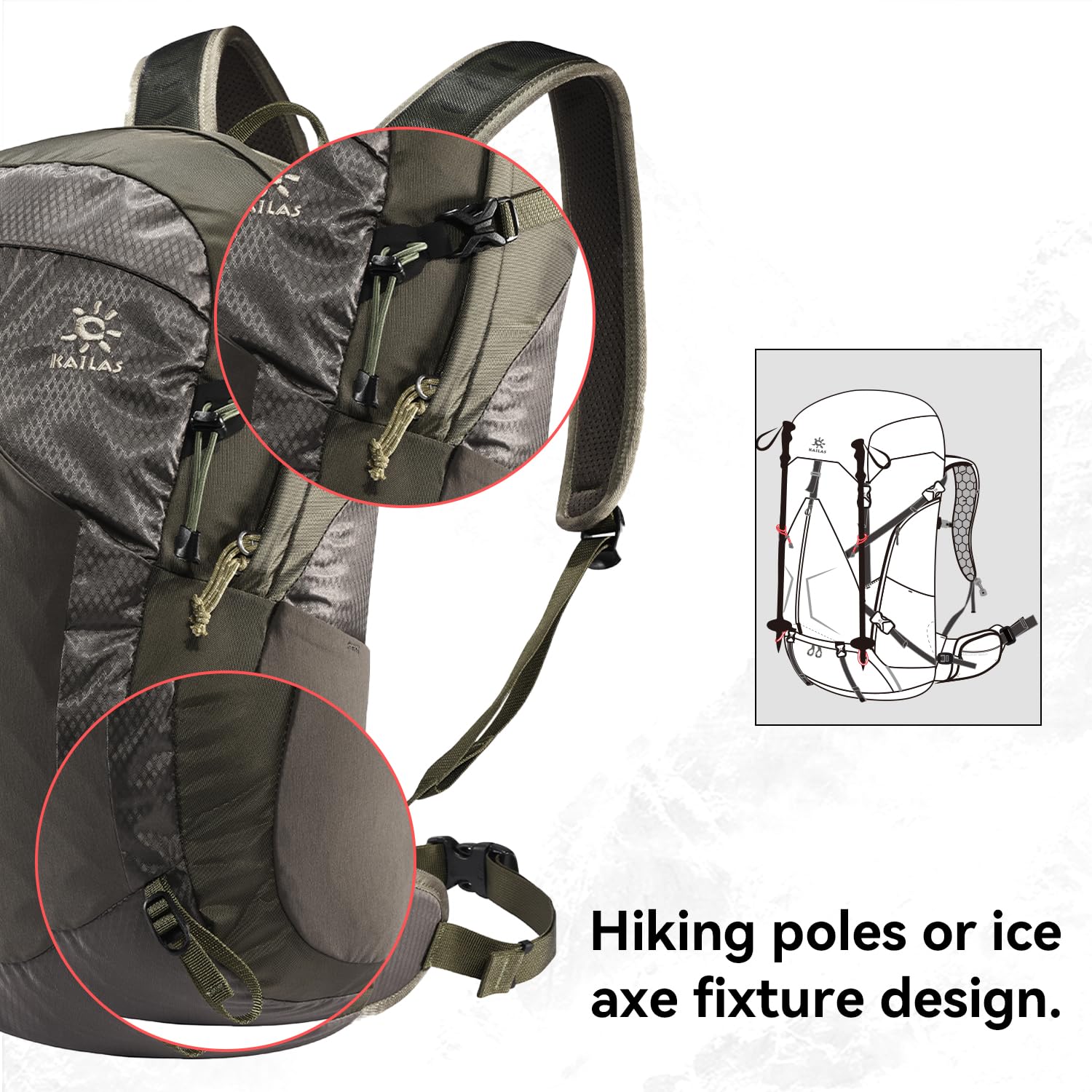 KAILAS Hurricane 20L 26L Hiking Backpack Lightweight Trekking Daypack Small Backpacks for Traveling Camping Outdoor Dull Green 26L