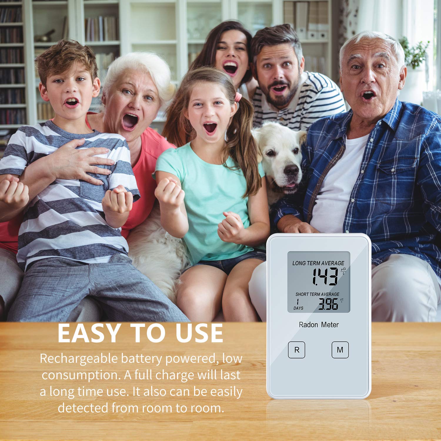 Funny Kitchen Home Radon Detector,Portable Radon Meter,Long and Short Term Monitor,Rechargeable Battery-Powered,Radon Test Kit