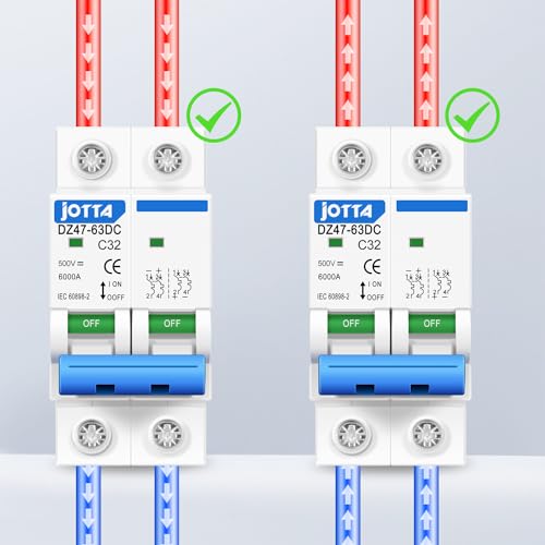JOTTA DC 500V Miniature Circuit Breaker Mini MCB Fuse PV System Solar Engery DZ47 32A (2 Pack)