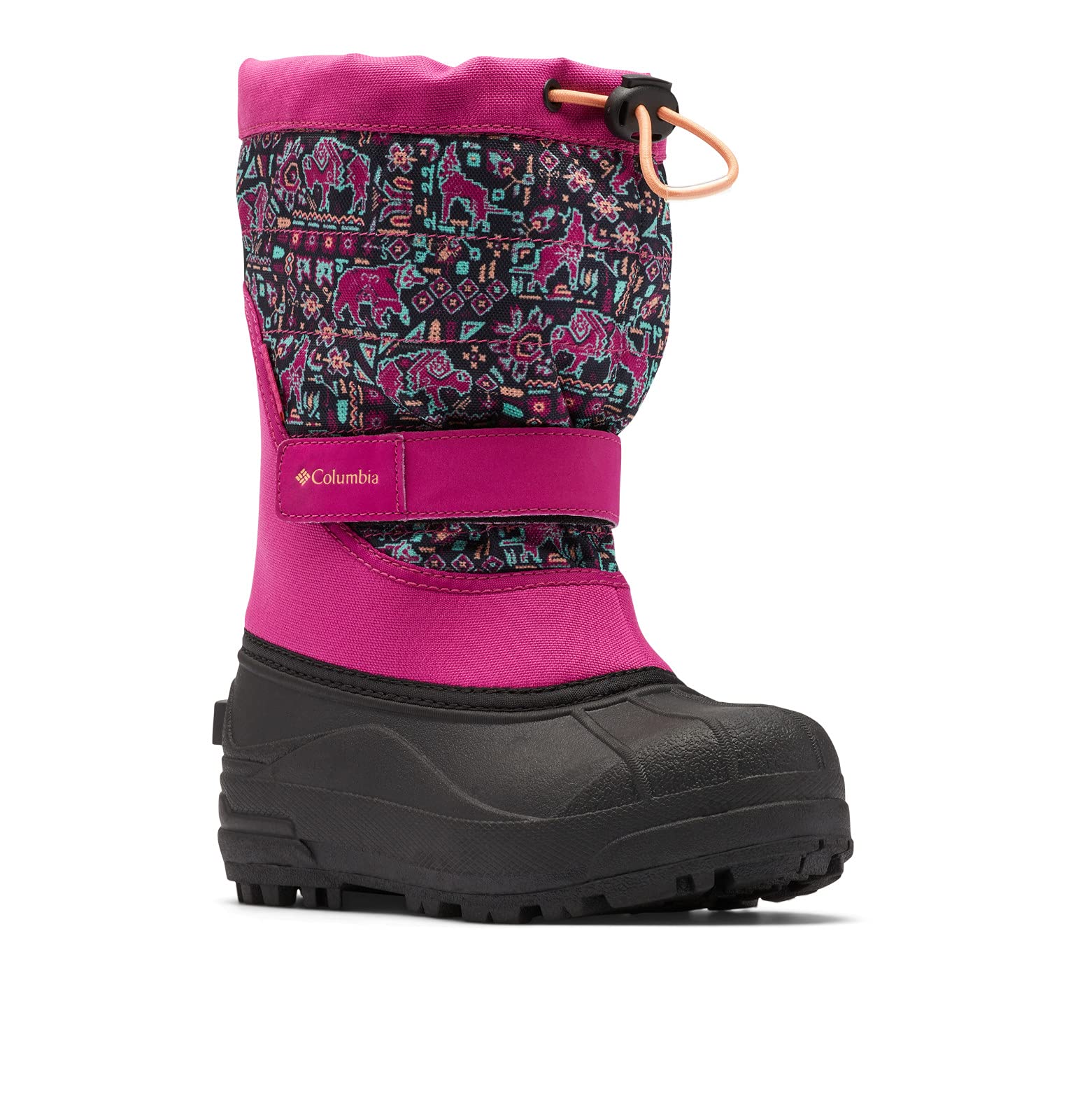 Columbia Toddler Unisex Powderbug Plus II Print, Wild Fuchsia/Bright Nectar, 4