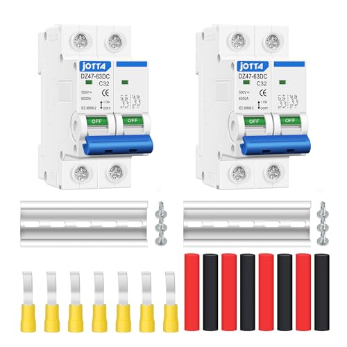 JOTTA DC 500V Miniature Circuit Breaker Mini MCB Fuse PV System Solar Engery DZ47 32A (2 Pack)